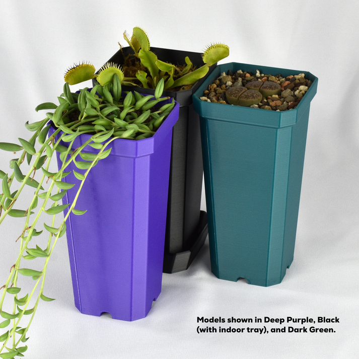 Tall and Narrow Plant Pot, Dark Green, 7-inch Height – GLU3D Prints