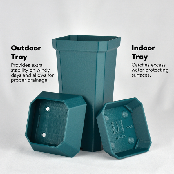 Tall and Narrow Plant Pot, Dark Green, 7-inch Height – GLU3D Prints