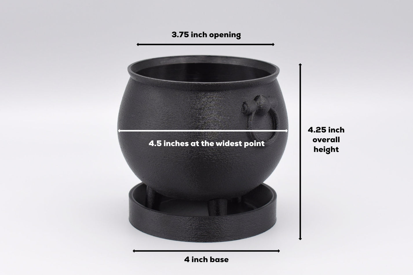 Small Cauldron Planter with Tray, 4-inch Pot, Indoor/Outdoor – GLU3D Prints